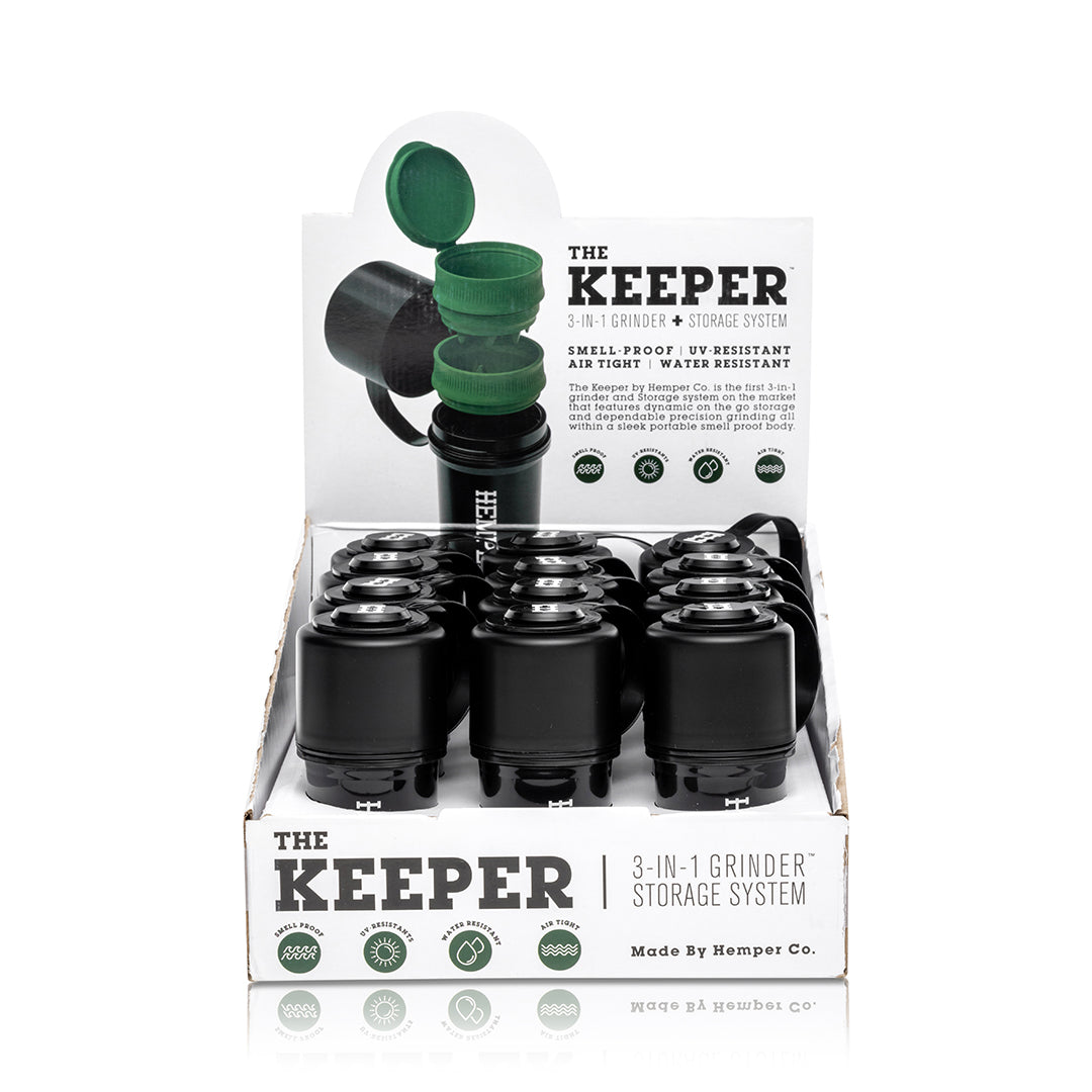 Hemper - The Keeper 3-in-1 Grinder + Storage Container All Black Displ ...