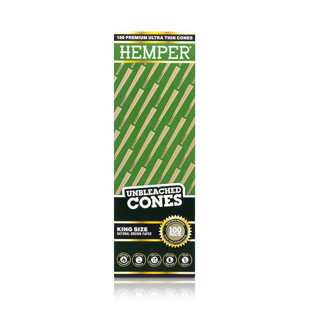Hemper King Size Natural Brown Cones - Mini Tower (100 Count) — Hara Brands