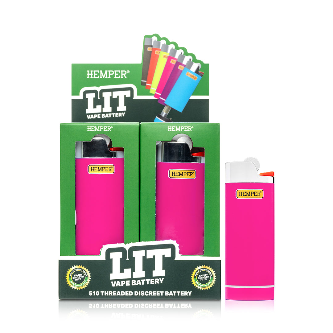 HEMPER - Lit Battery 12ct Display - Pink — Hara Brands